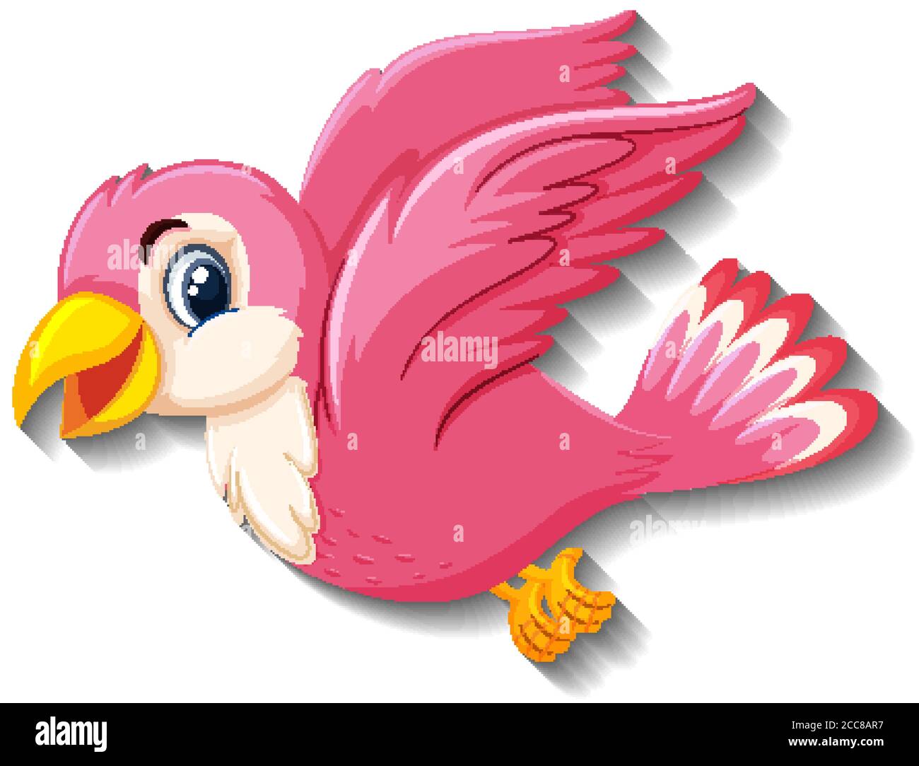 Cute pink bird cartoon character illustration Stock Vector Image & Art ...