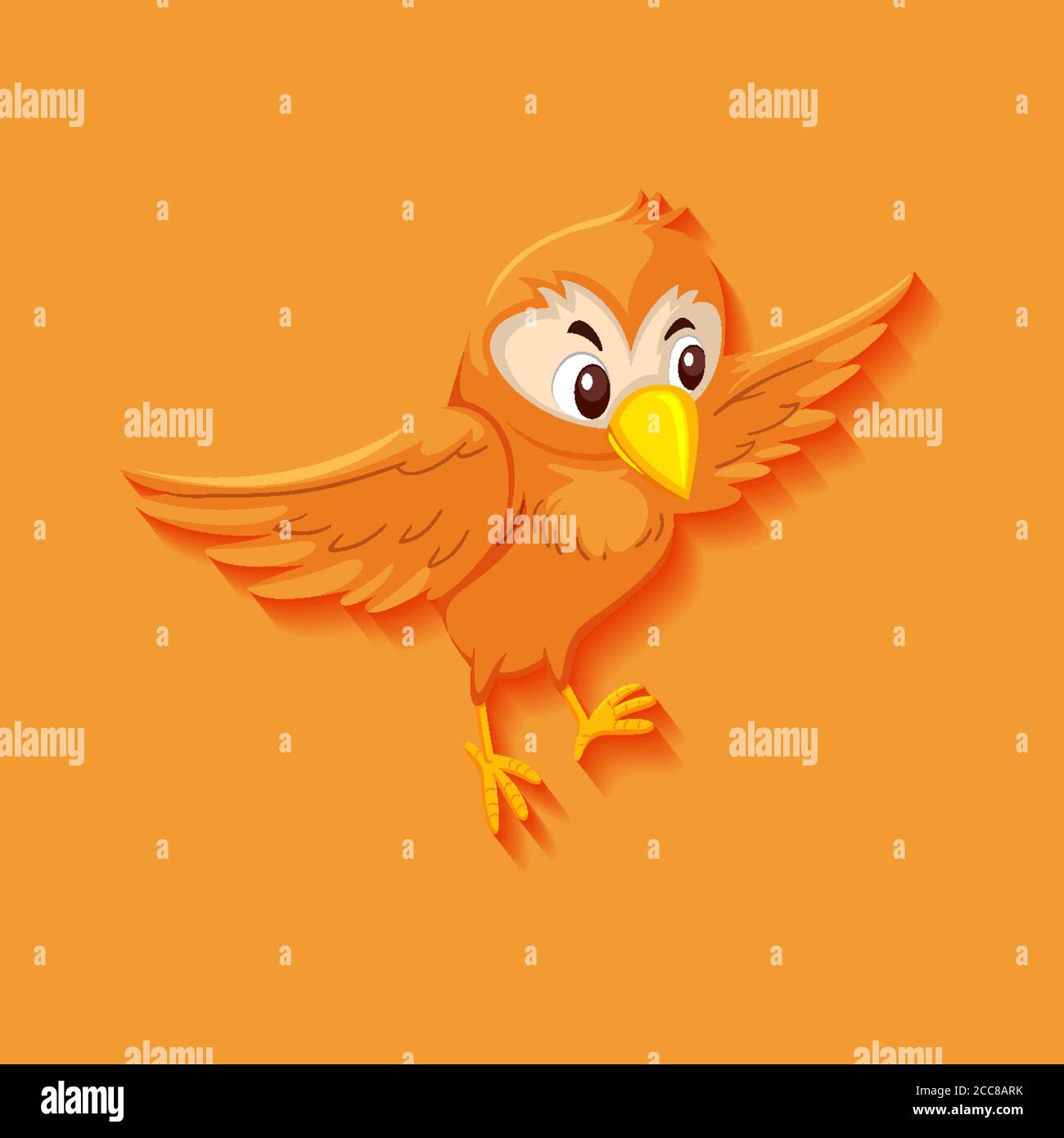 Cute orange bird cartoon character illustration Stock Vector Image ...
