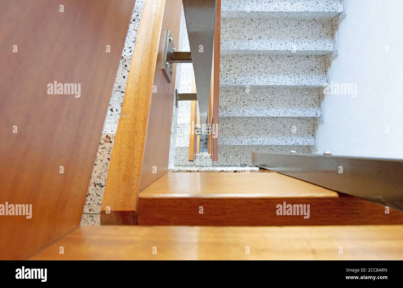 Staircase stairway in an building from the 80s, Switserland Stock Photo ...