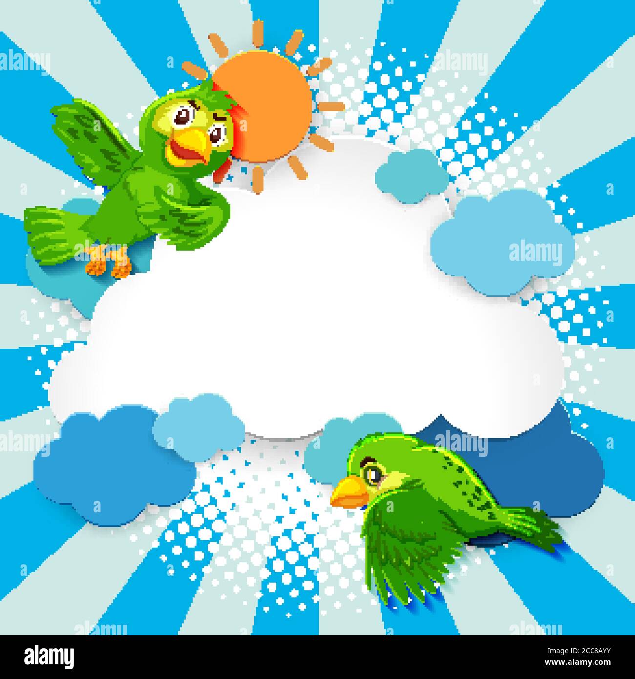 Bird fancy banner comic cartoon style illustration Stock Vector Image ...