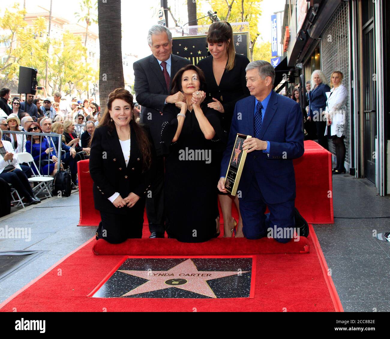LOS ANGELES - APR 3: Les Moonves, Patty Jenkins, Official, Lynda Carter ...