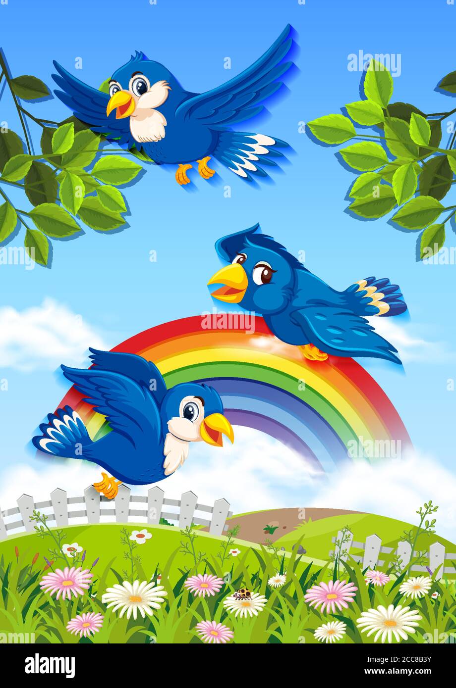 Happy bird in the nature illustration Stock Vector Image & Art - Alamy