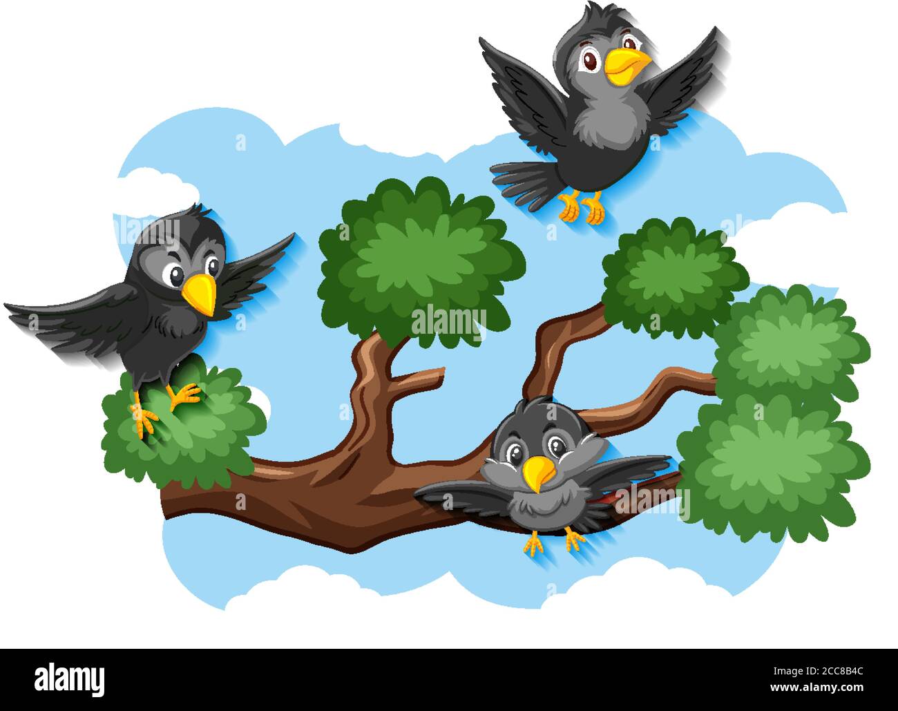 Happy bird flying in nature illustration Stock Vector Image & Art - Alamy