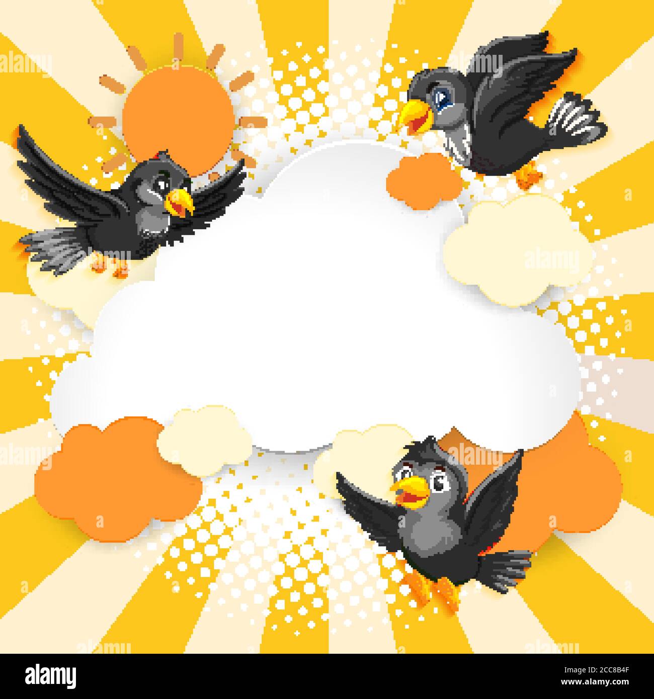 Bird fancy banner comic cartoon style illustration Stock Vector Image ...