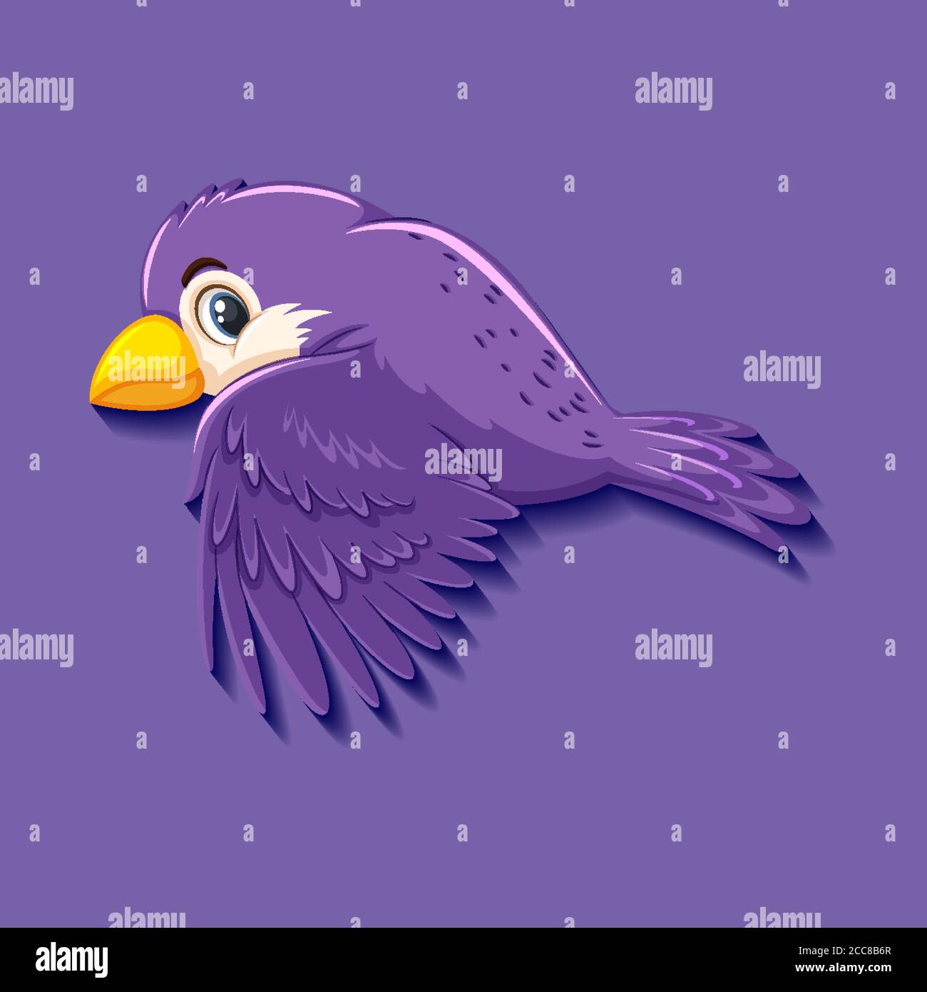 Cute purple bird cartoon character illustration Stock Vector Image ...