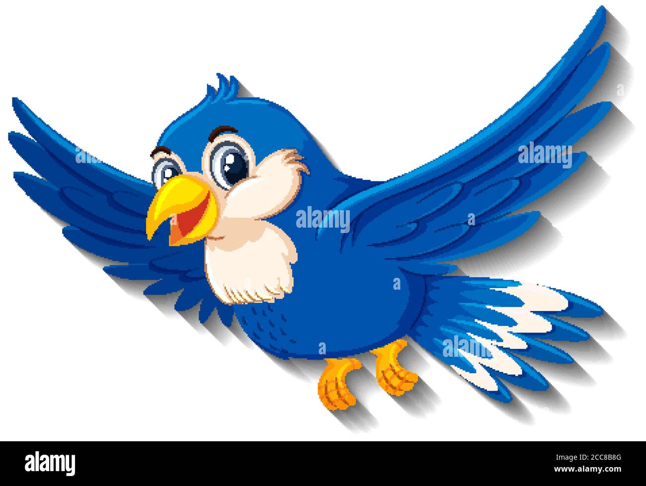 Cute blue bird cartoon character illustration Stock Vector Image & Art ...