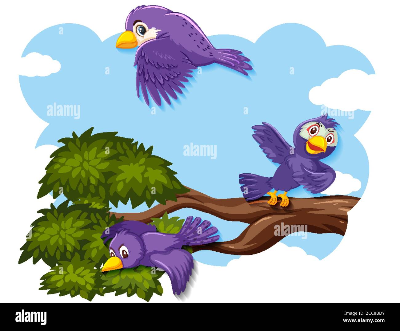 Happy bird flying in nature illustration Stock Vector Image & Art - Alamy