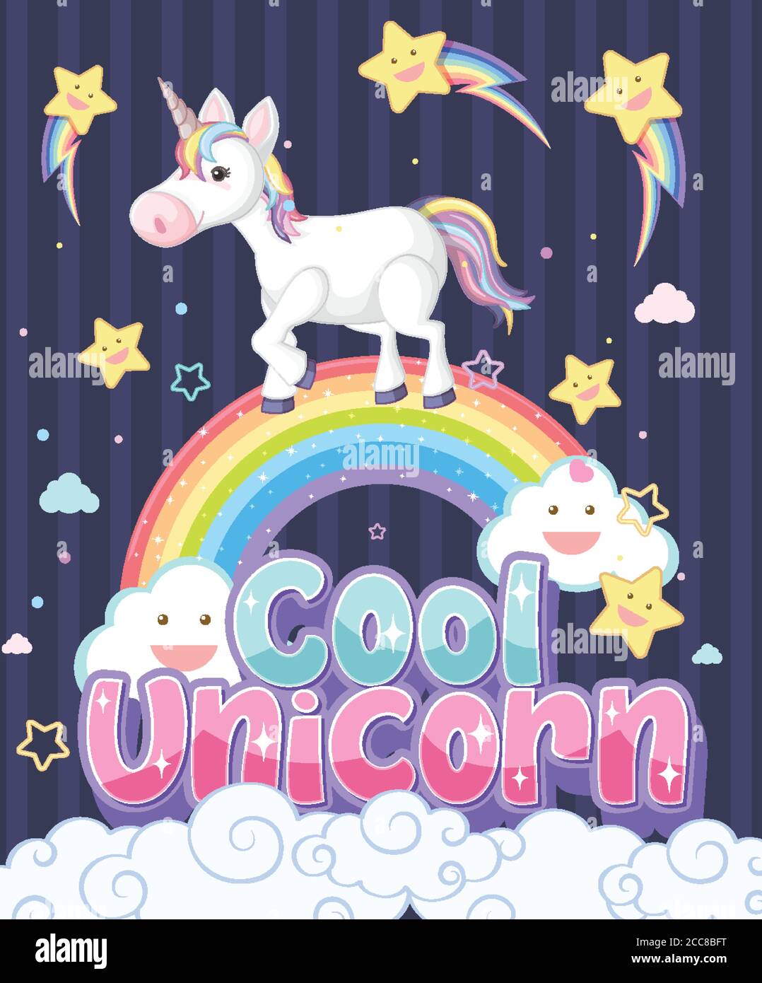 Cute unicorn banner on pastel background color illustration Stock ...