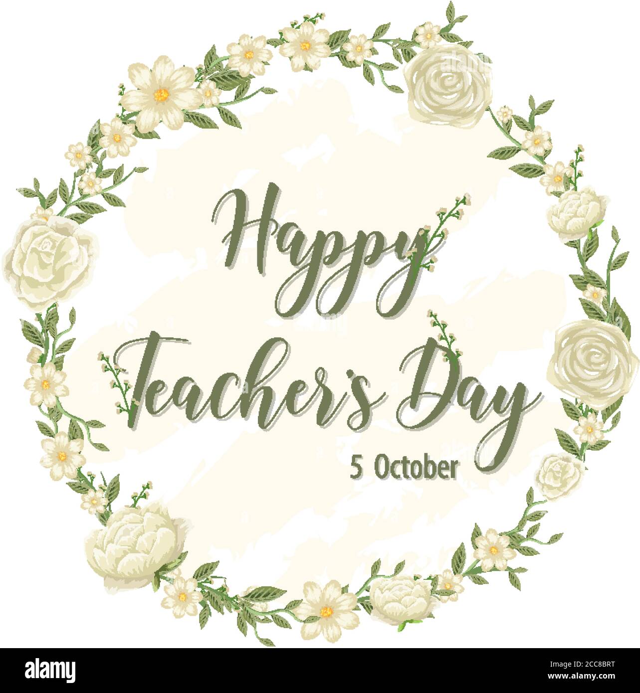 Happy Teacher's Day logo with floral theme illustration Stock Vector ...