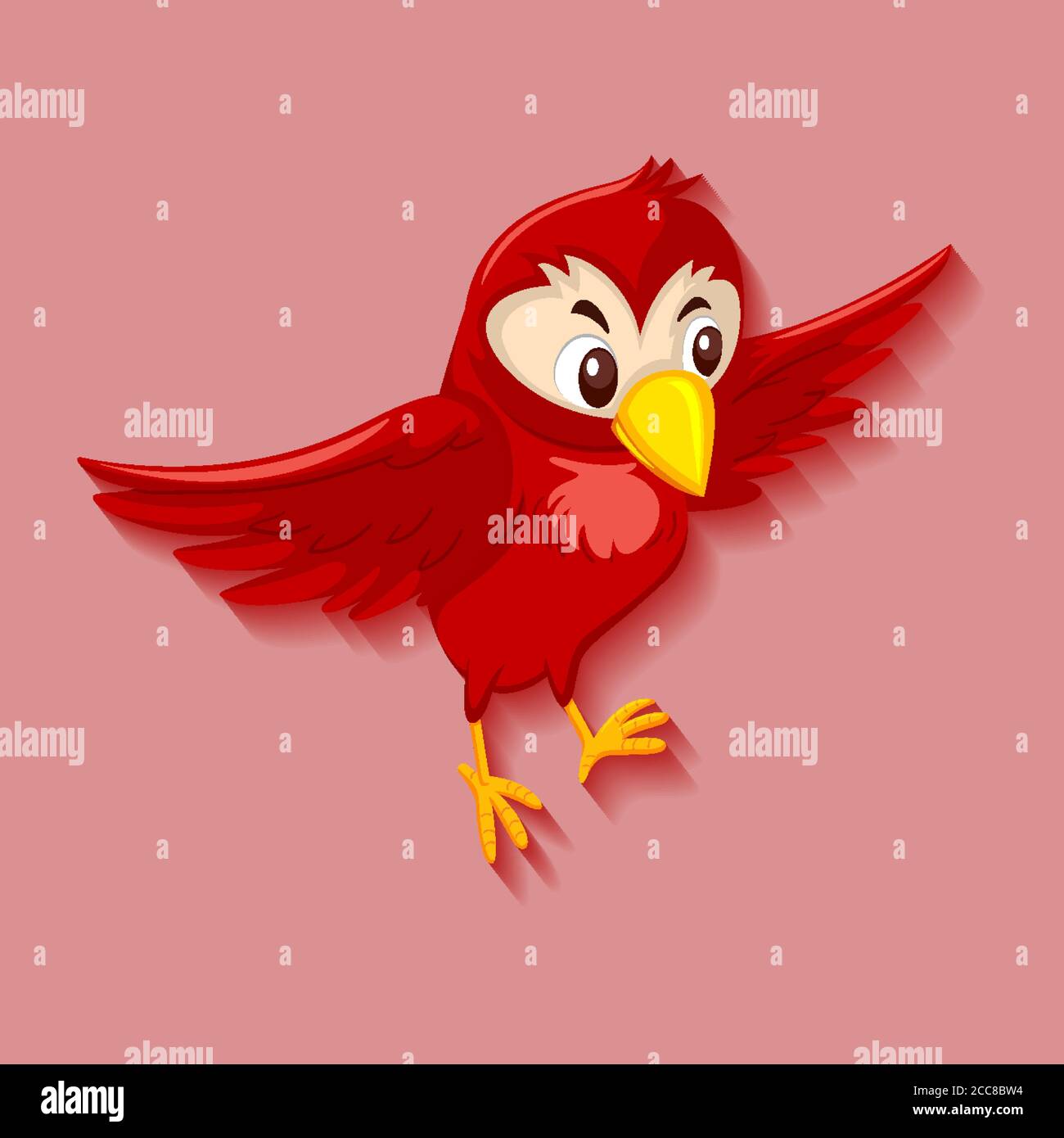 Cute red bird cartoon character illustration Stock Vector Image & Art ...