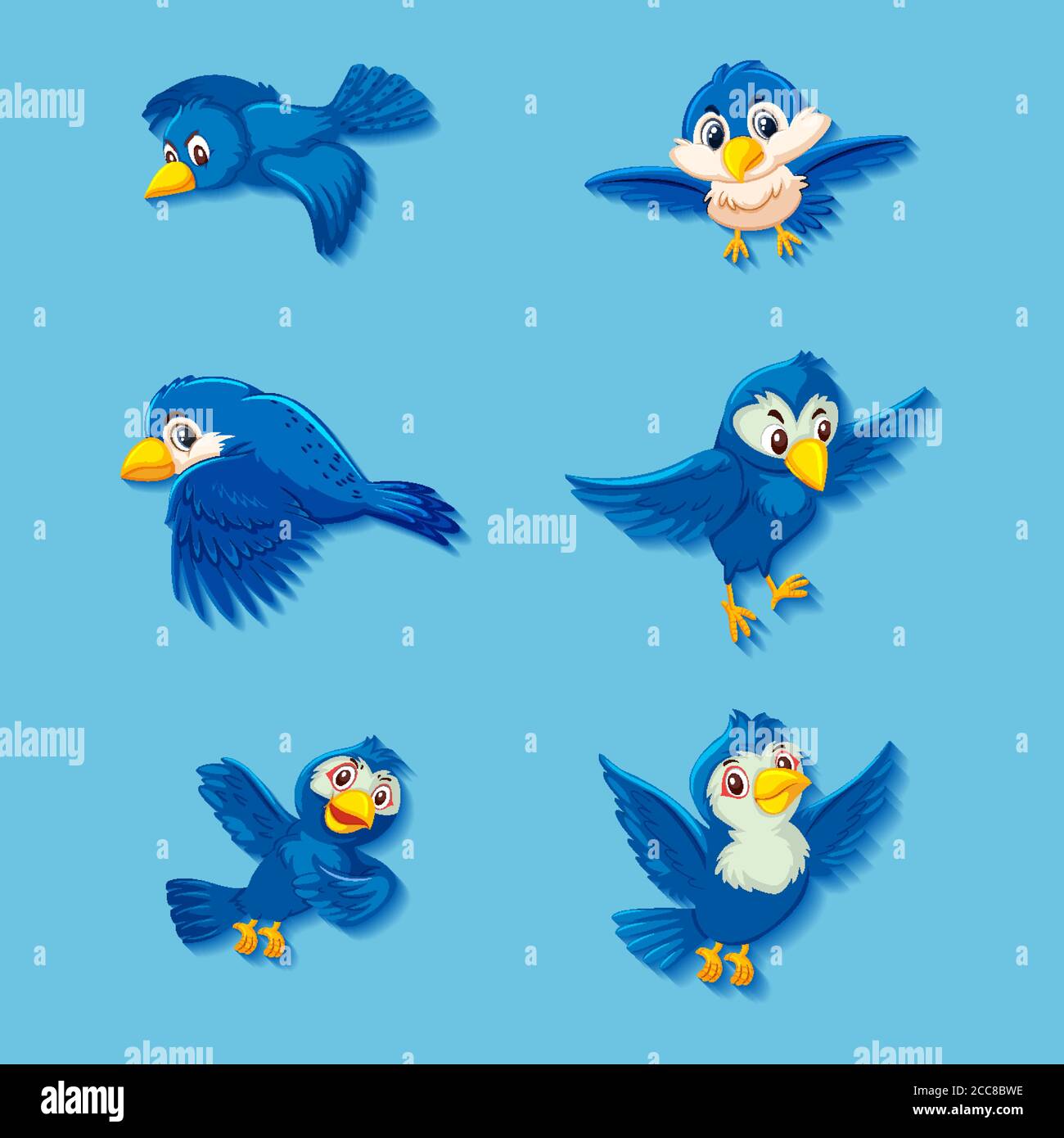 Cute blue bird cartoon character illustration Stock Vector Image & Art ...