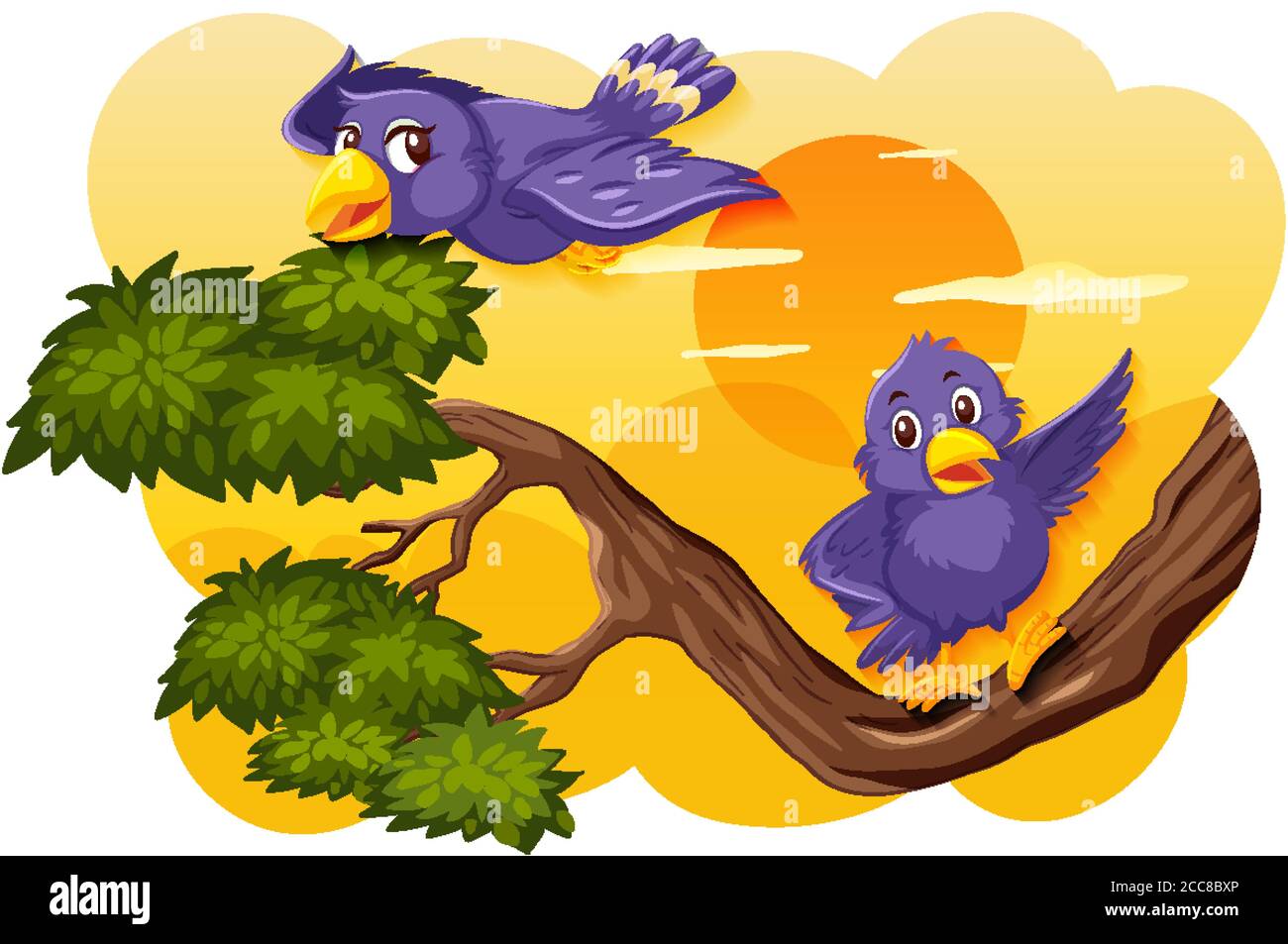 Bird in nature sunset scene illustration Stock Vector Image & Art - Alamy