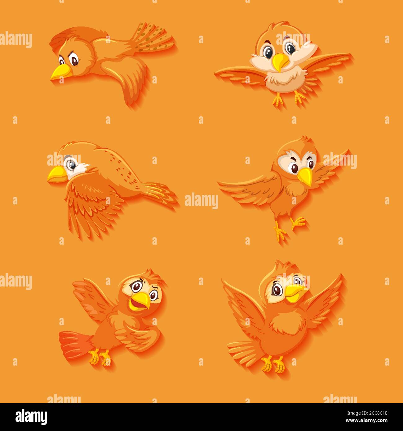 Cute orange bird cartoon character illustration Stock Vector Image ...