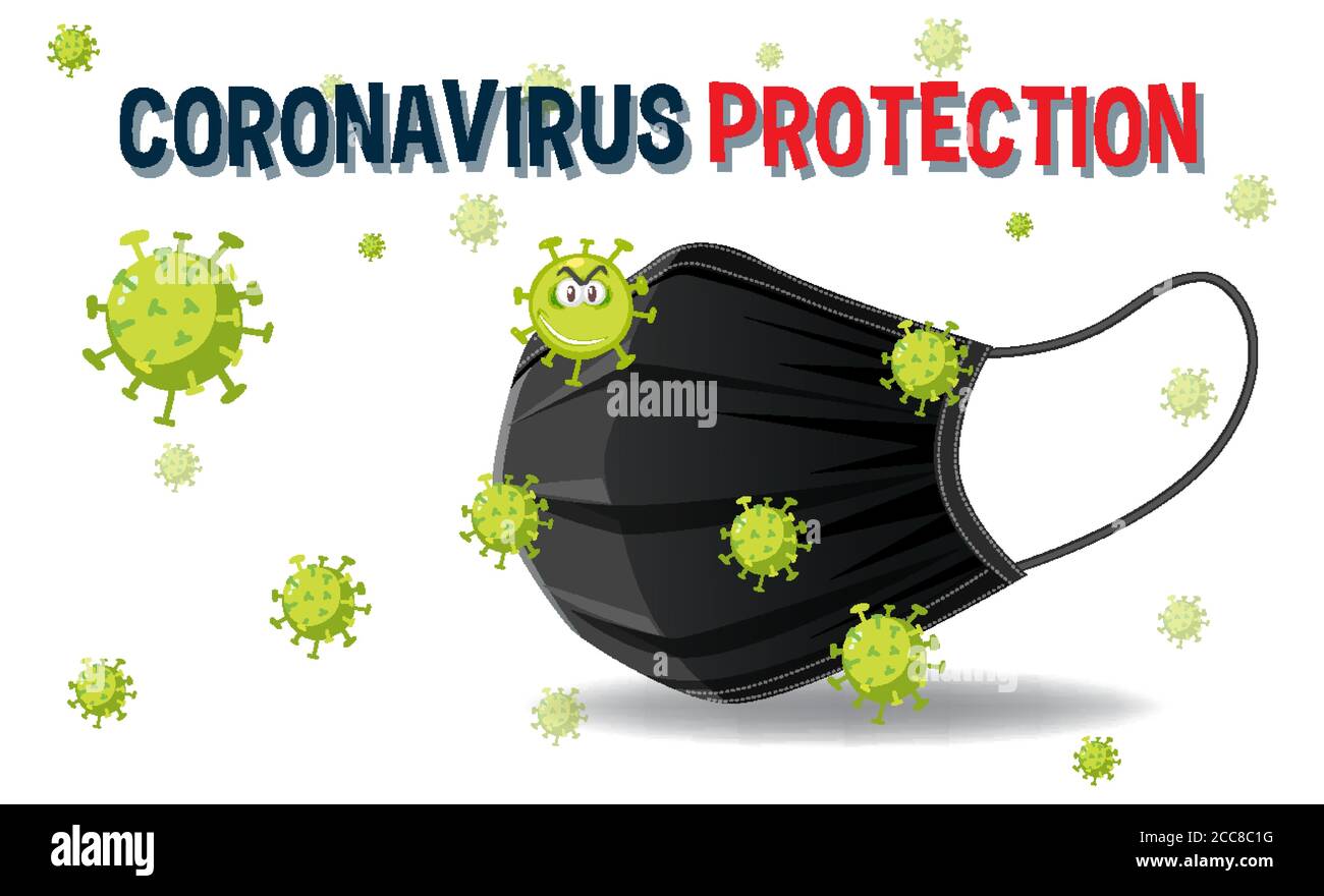 Coronavirus protection with mask banner illustration Stock Vector Image ...