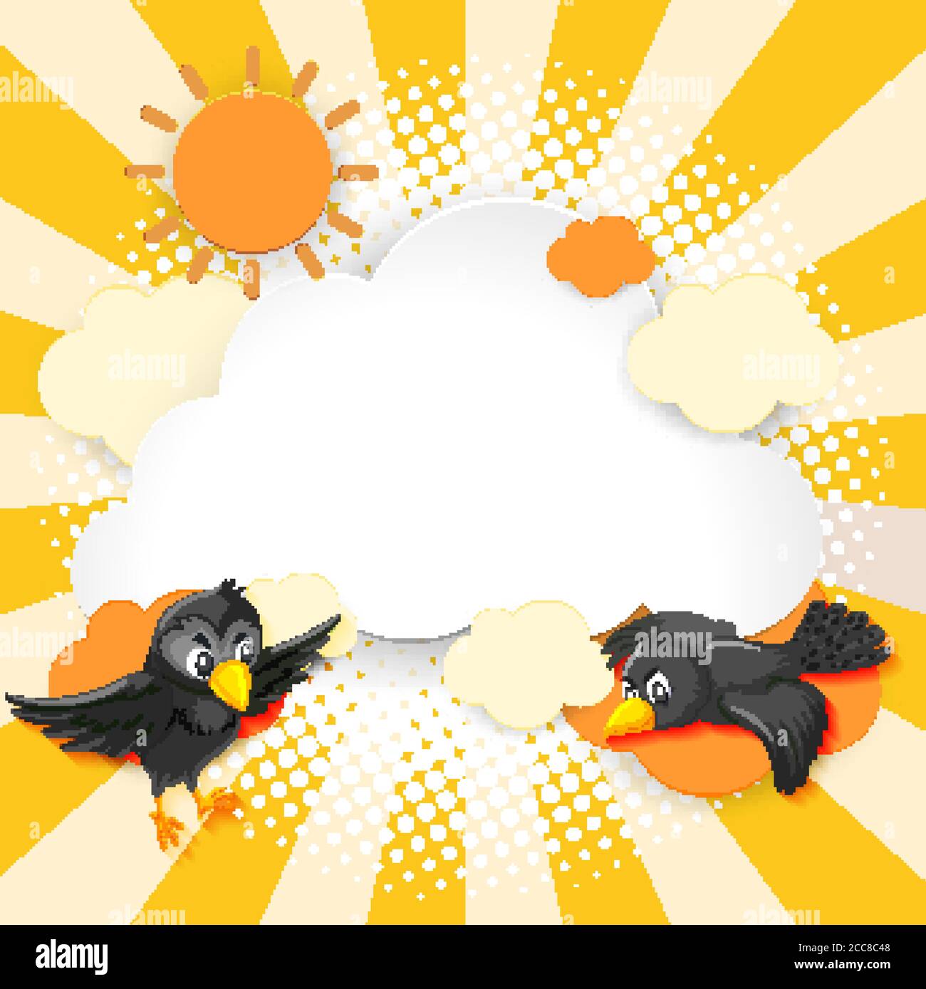 Bird fancy banner comic cartoon style illustration Stock Vector Image ...