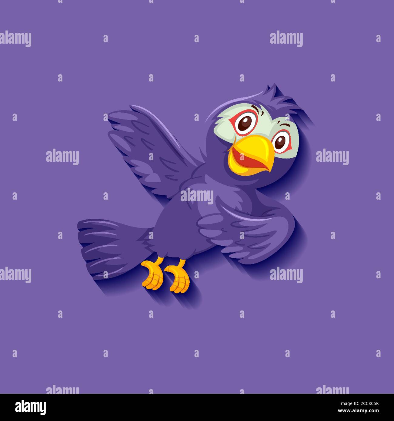 Cute purple bird cartoon character illustration Stock Vector Image ...