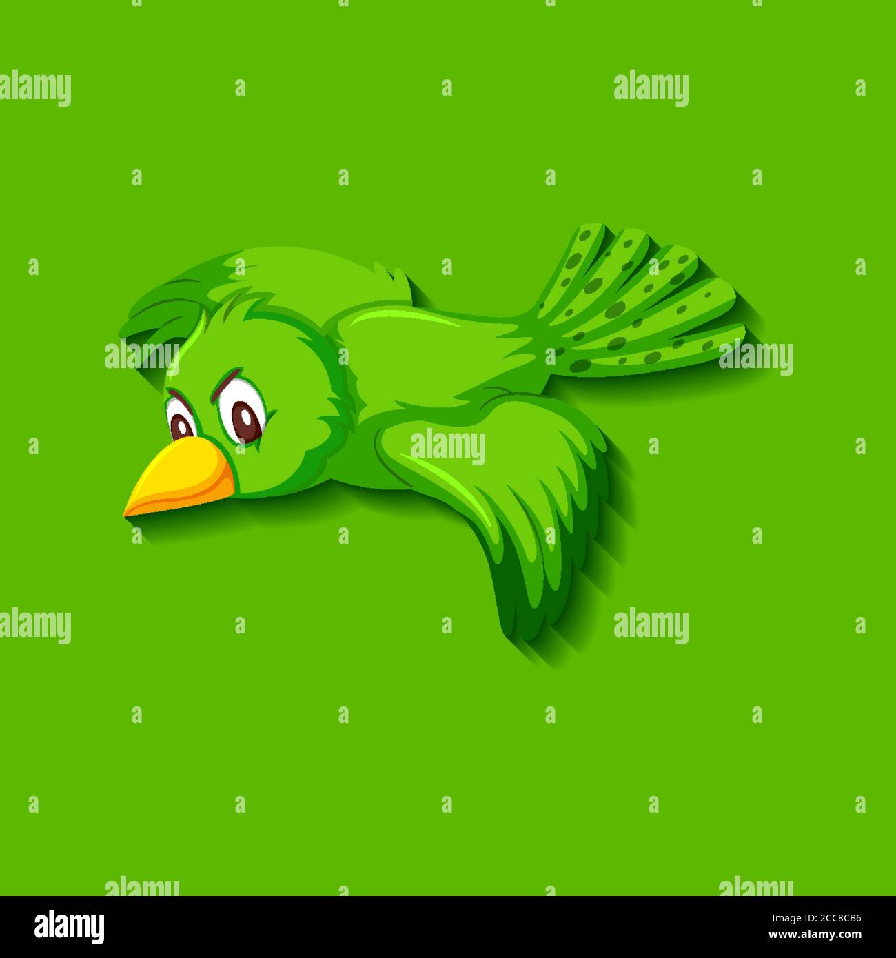 Cute green bird cartoon character illustration Stock Vector Image & Art ...