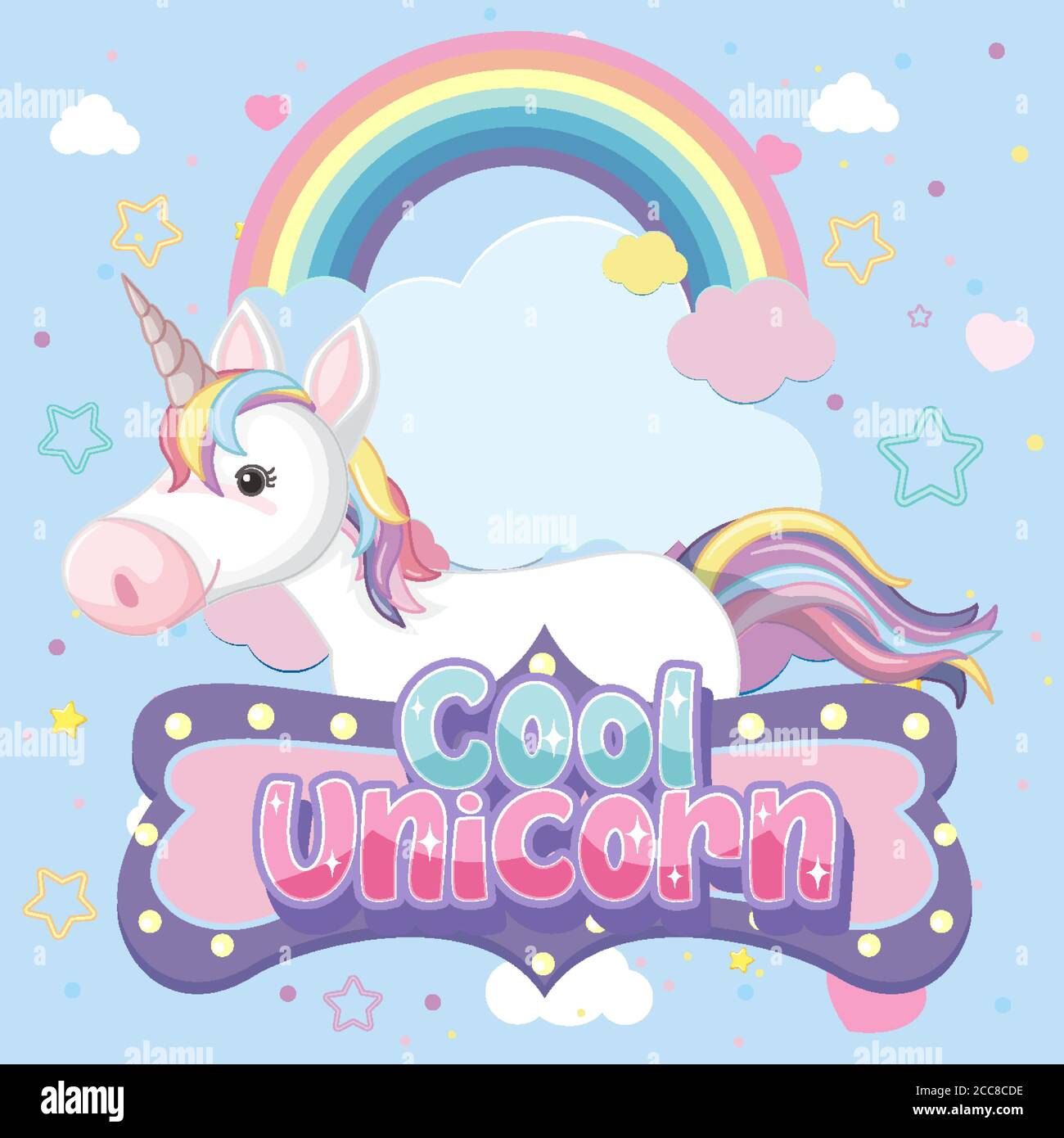 Cute unicorn banner on pastel background color illustration Stock ...