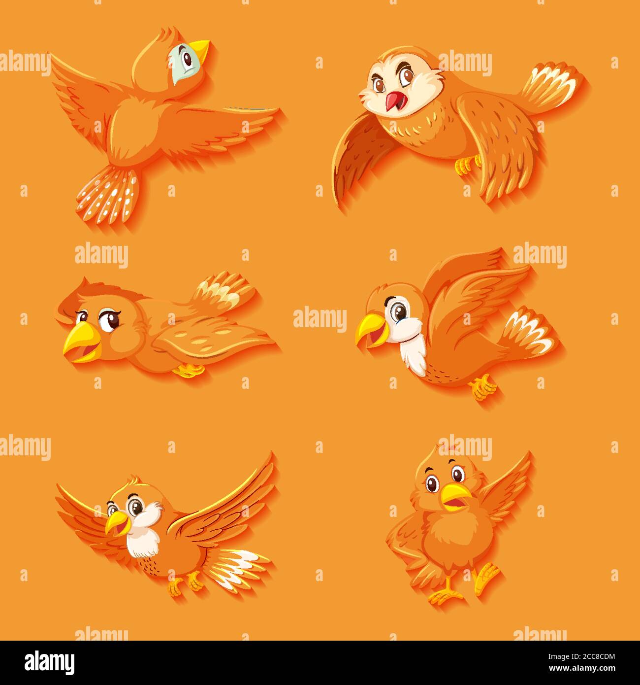 Cute orange bird cartoon character illustration Stock Vector Image ...