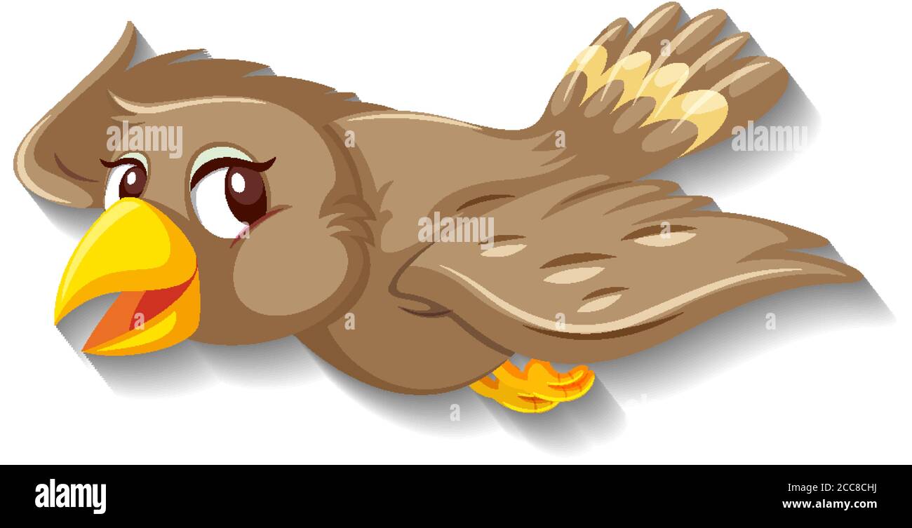 Cute sparrow bird cartoon character illustration Stock Vector Image ...