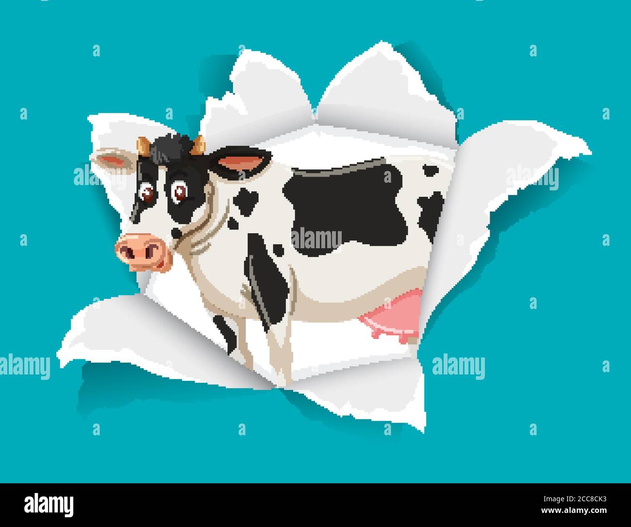 Background template design with cute cow illustration Stock Vector ...