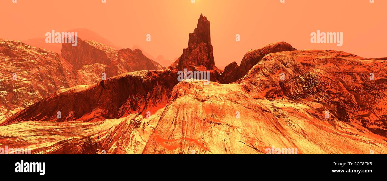 3D rendering of a red planet Mars landscape Stock Photo - Alamy