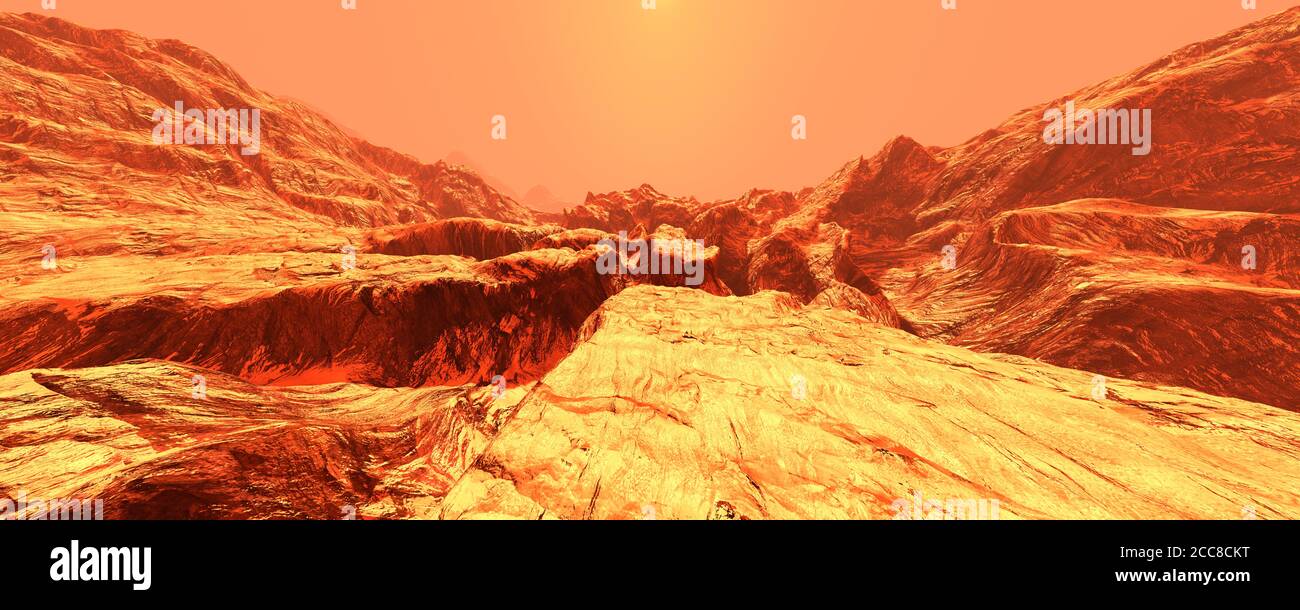 3D rendering of a red planet Mars landscape Stock Photo - Alamy