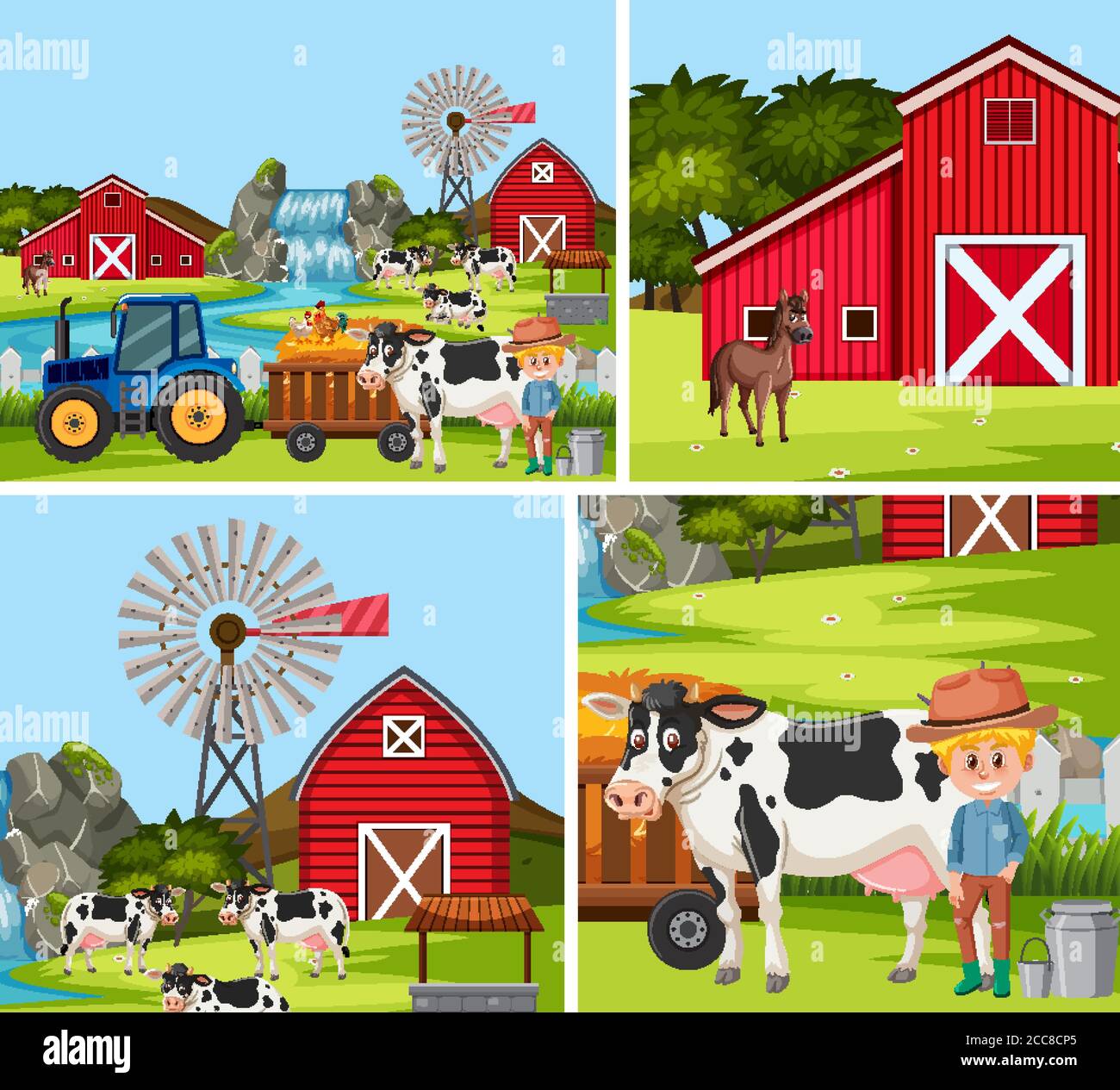 Simple farm background set illustration Stock Vector Image & Art - Alamy