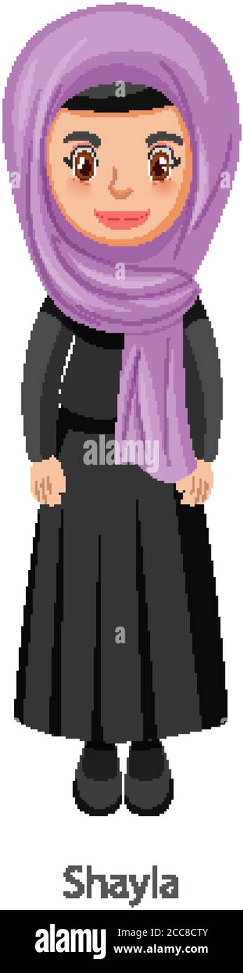 A woman wearing Shayla Islamic traditional veil cartoon character ...