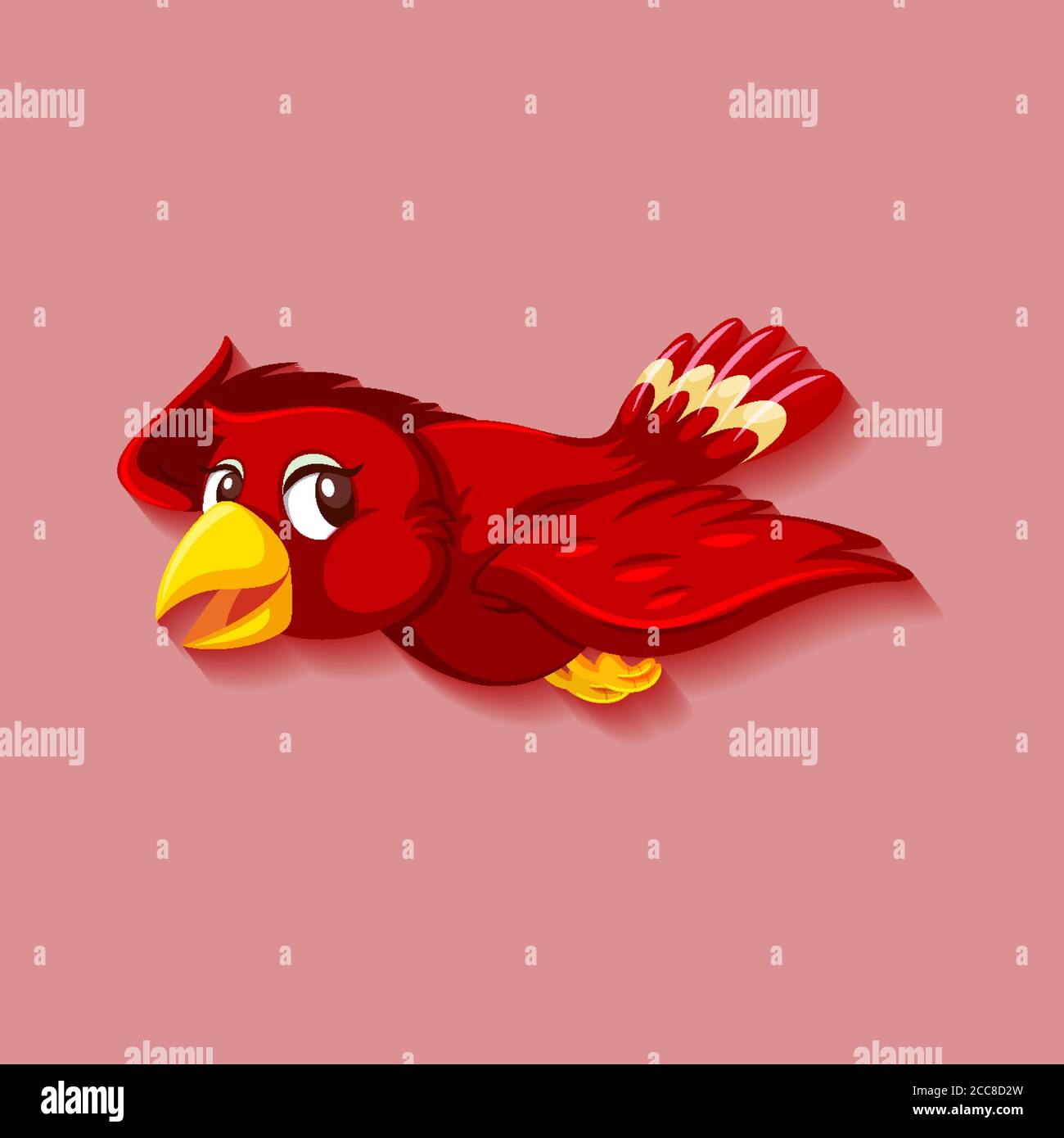 Cute red bird cartoon character illustration Stock Vector Image & Art ...