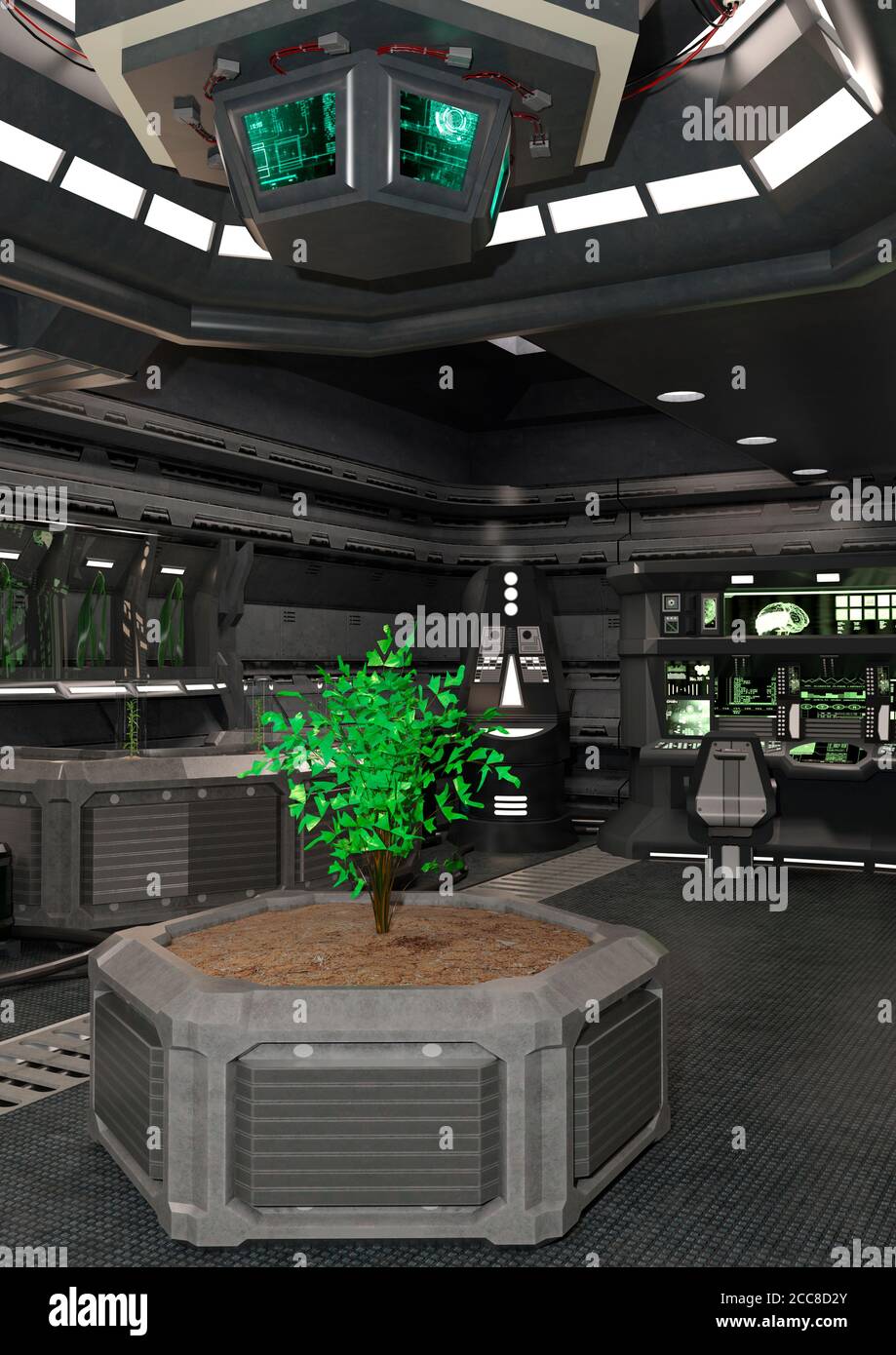 3D rendering of a science fiction botanical space laboratory Stock Photo - Alamy