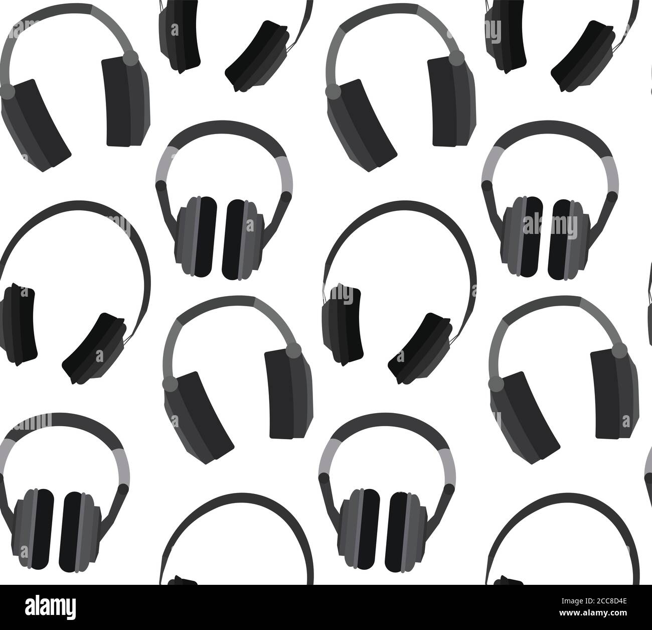 Seamless texture with flat headphones on a white background. Vector ...