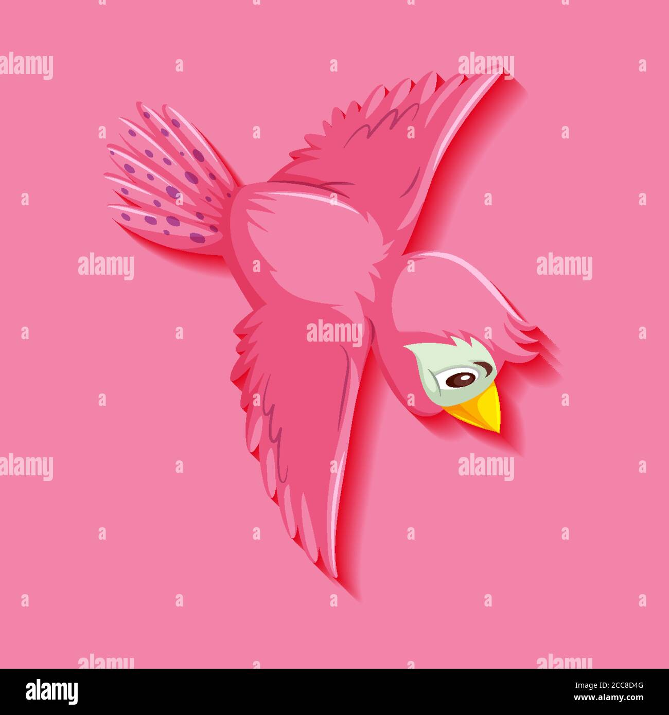 Cute pink bird cartoon character illustration Stock Vector Image & Art ...