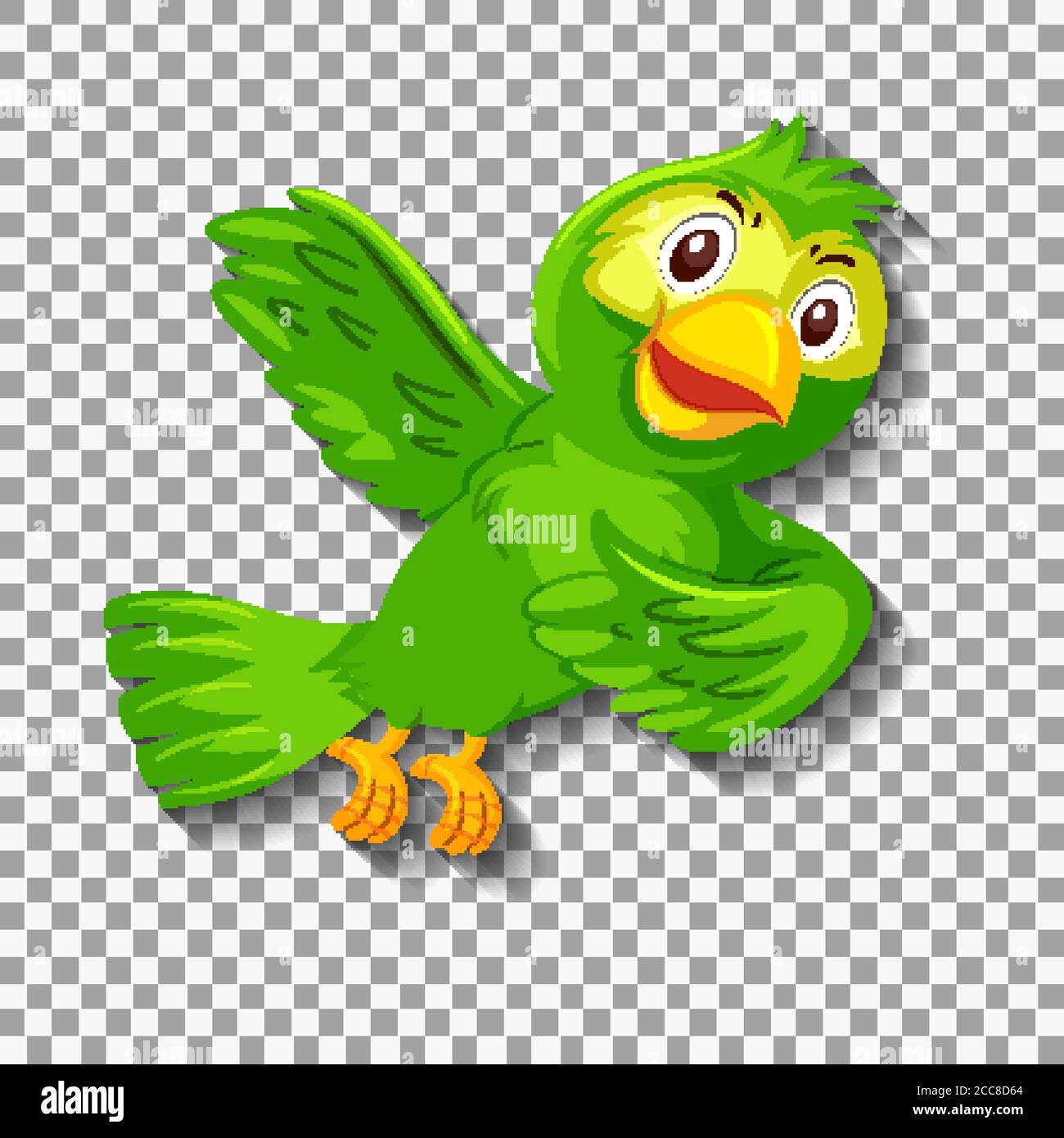 Cute green bird cartoon character illustration Stock Vector Image & Art ...