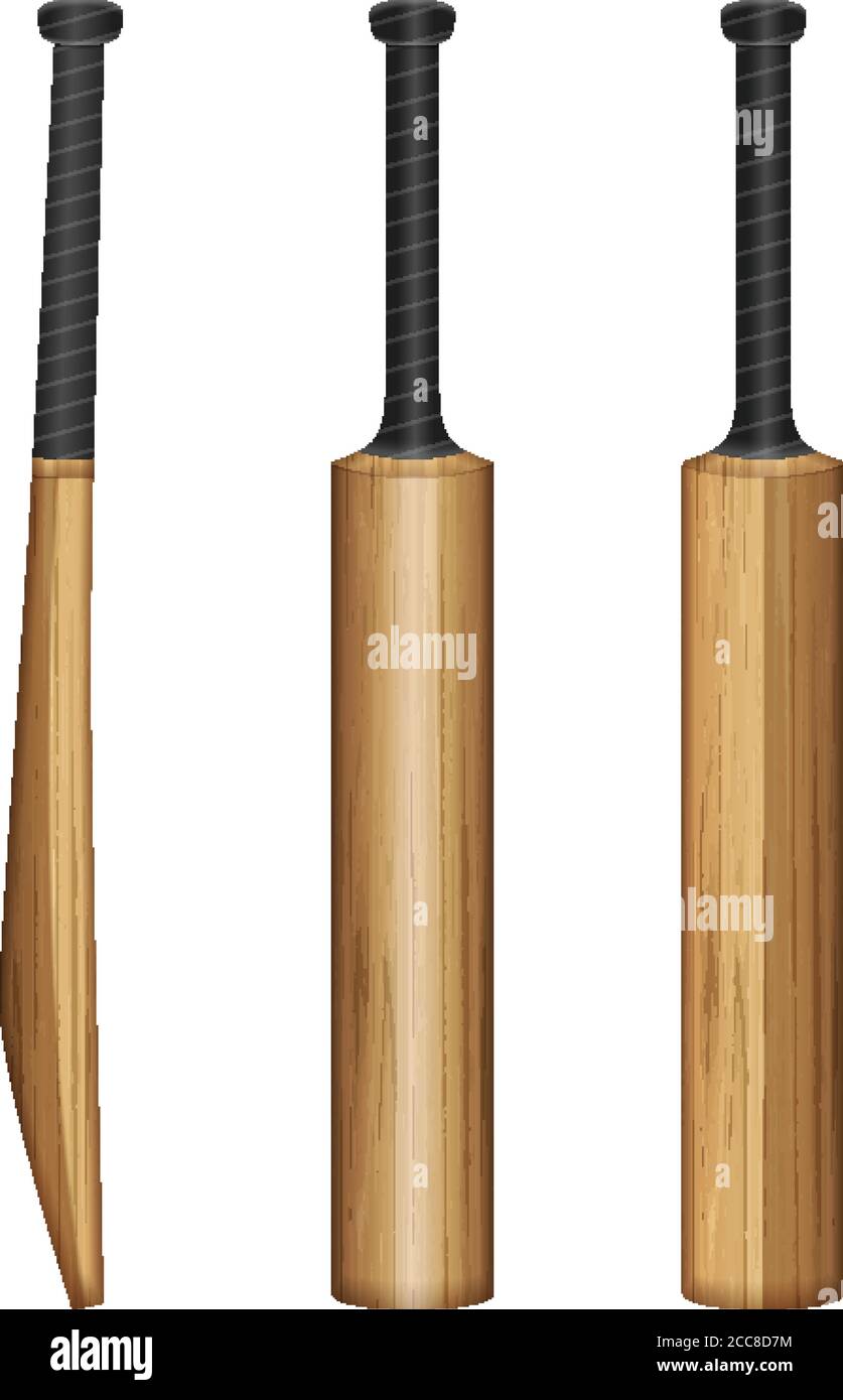 Cricket bat set on a white background. Vector illustration Stock Vector ...