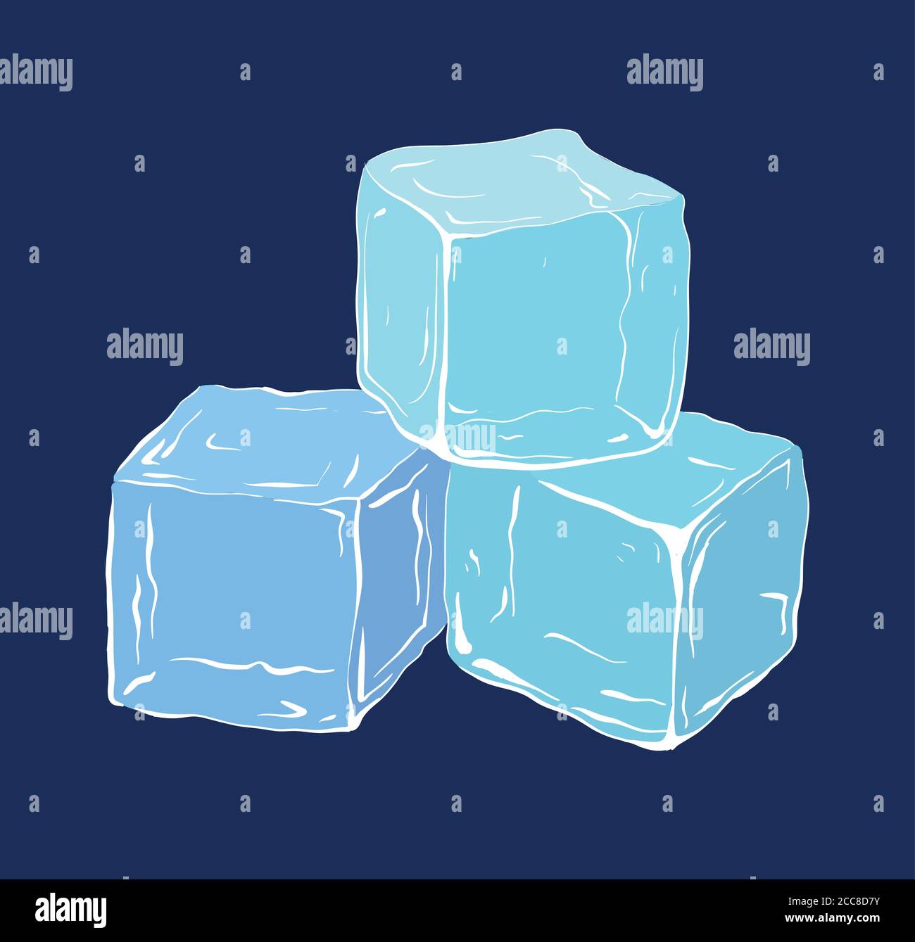 Hand drawn blue ice cubes. Vector illustration for your creativity ...