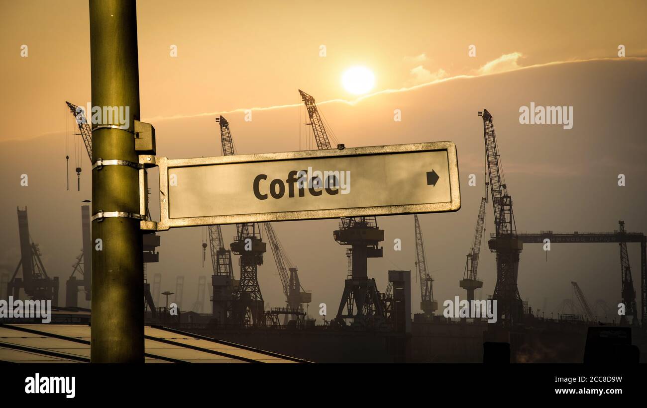 Street Sign the Direction Way to Coffee Stock Photo - Alamy