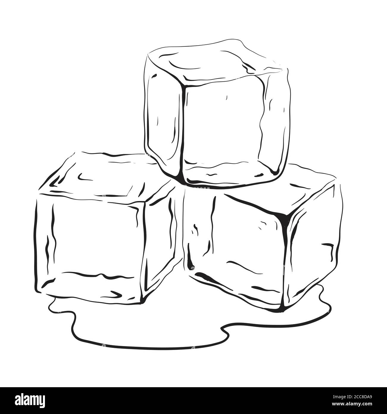 Hand drawn ice cubes. Black and white vector illustration for your creativity Stock Vector Image ...