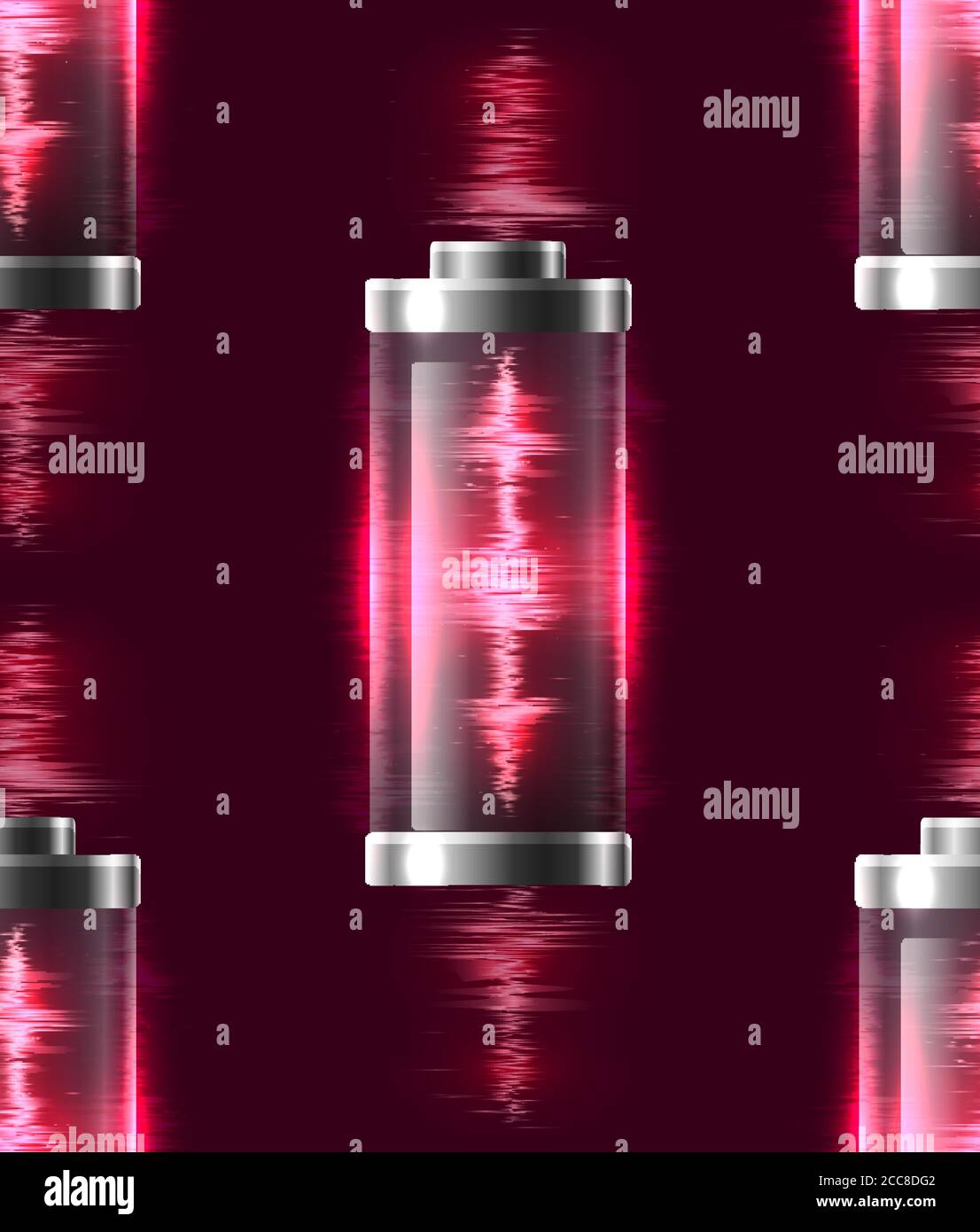 Seamless texture with batteries with electric charge, resonance, pulse ...