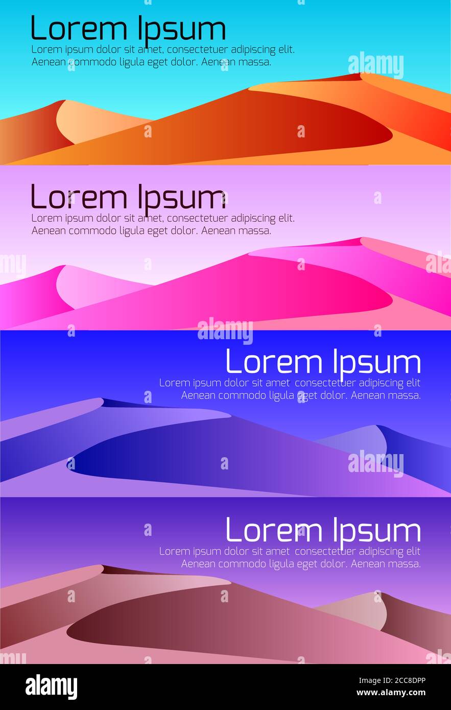 Set of desert landscape banners. Day and night. Vector background for ...