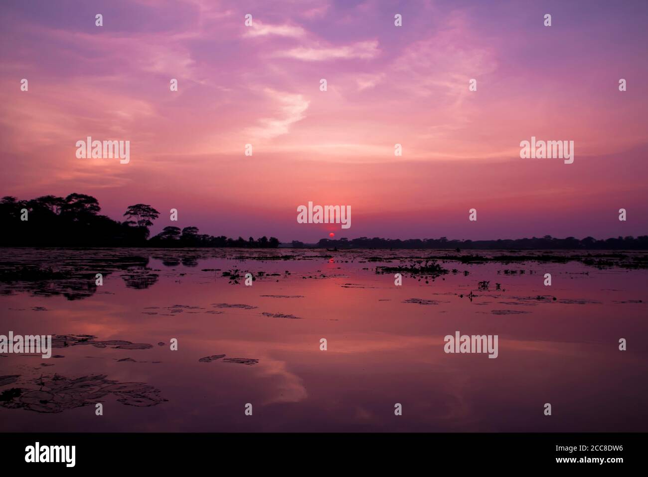 landscape river twilight sunset evening Stock Photo - Alamy