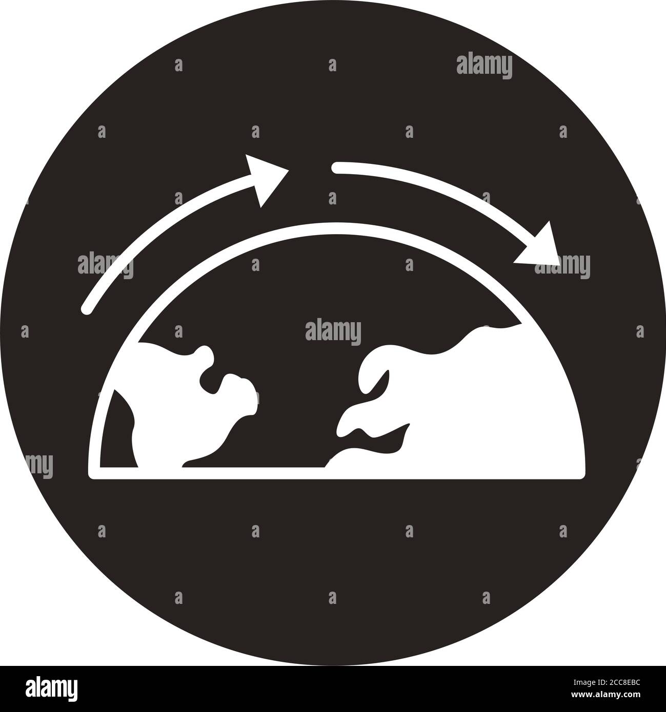 half world planet earth with continents and arrows block style icon ...