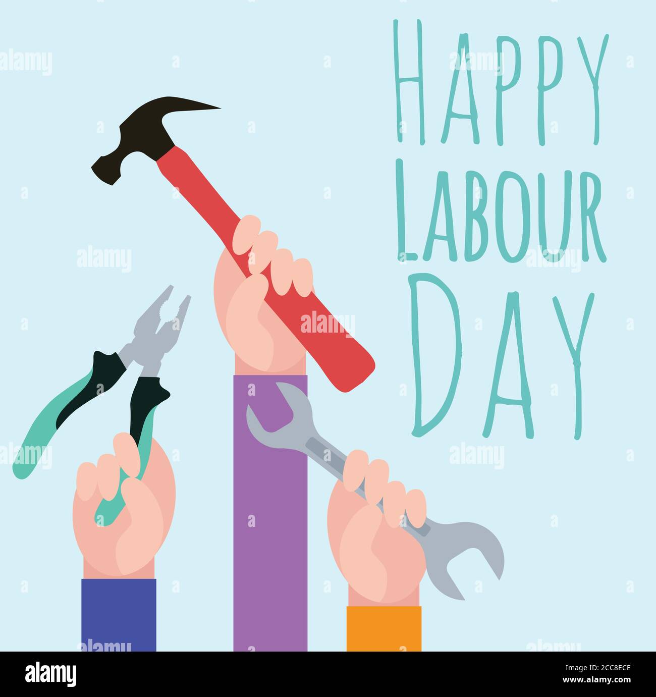 Postcard to the Day of Labor. Working with tools. Happy Labour day ...