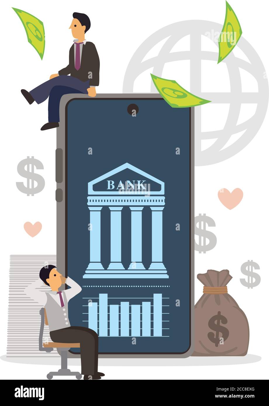 Mobile banking concept of business people using banking app for ...