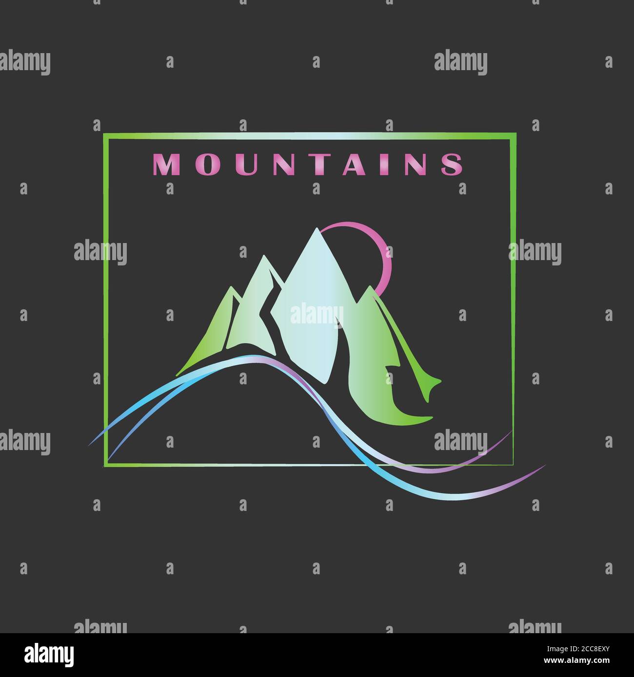 Mountain sun logo hand Stock Vector Images - Alamy