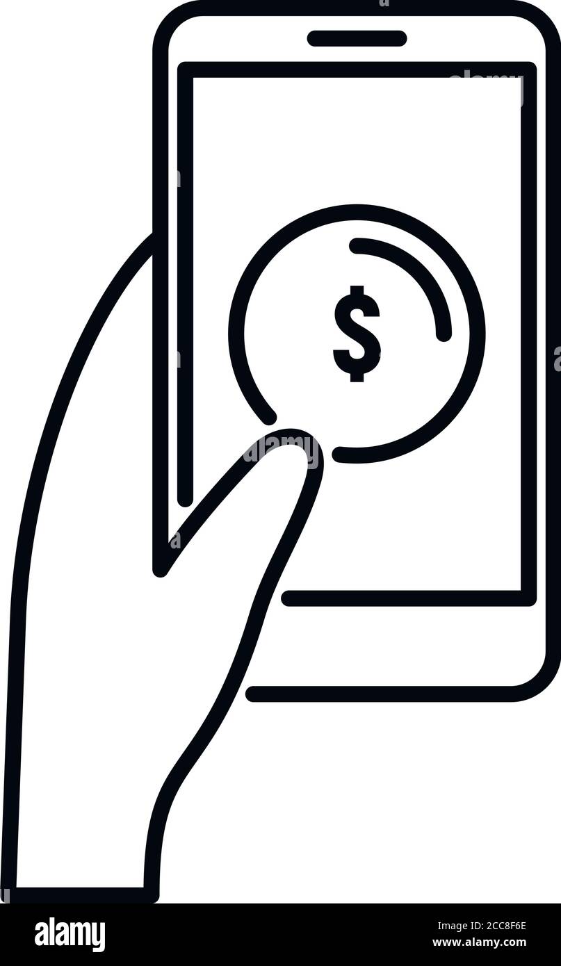 Smartphone digital wallet icon. Outline smartphone digital wallet ...