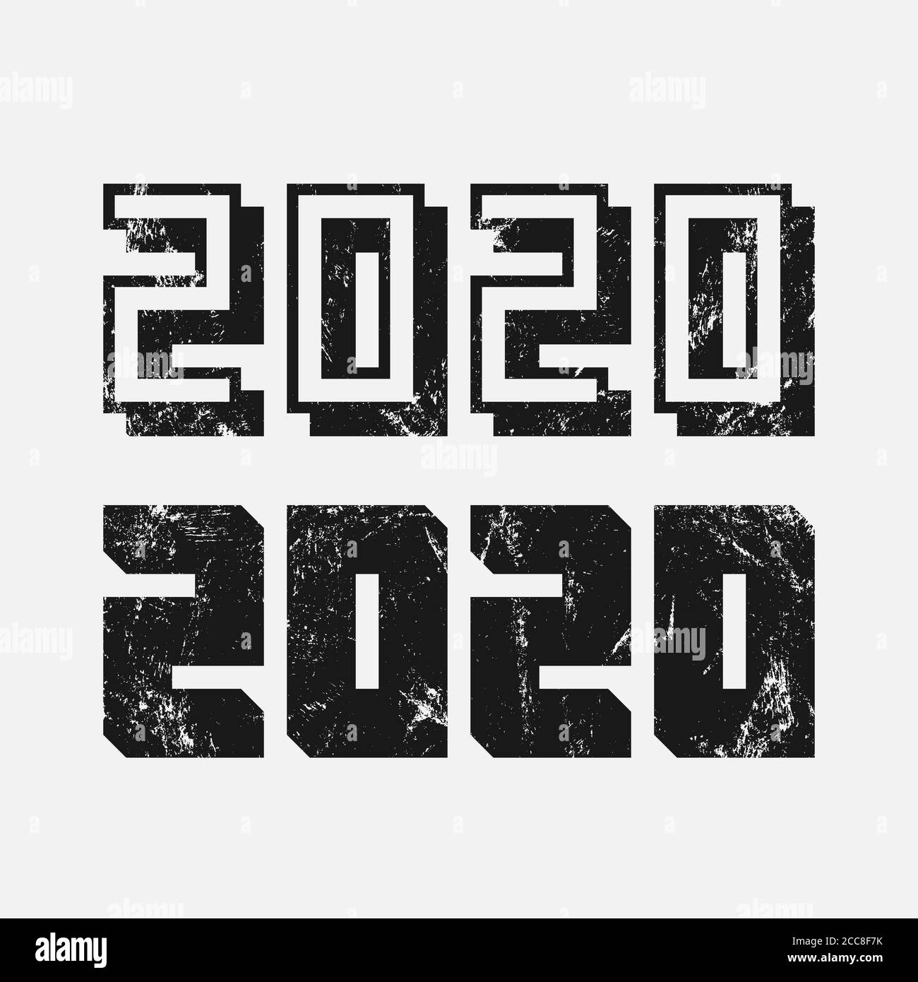 2020 design typography. Set of two textured monochrome logos Stock ...
