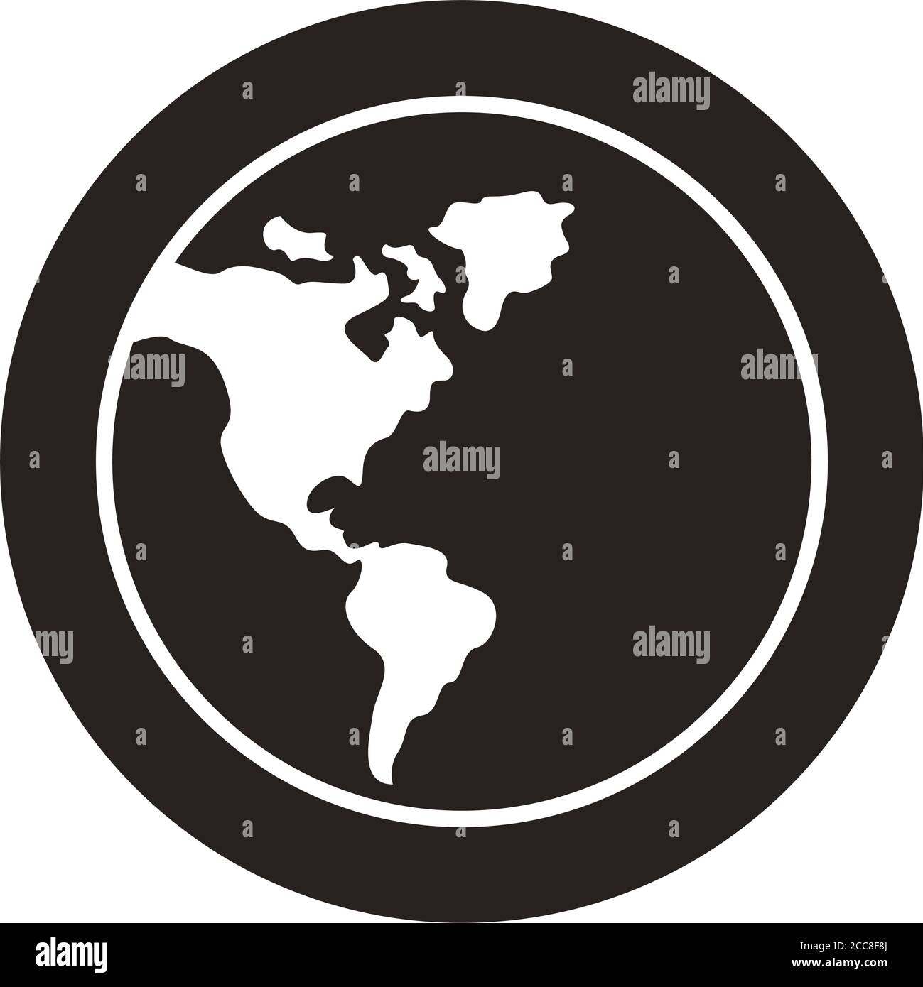 world planet earth with america continent map block style icon vector ...