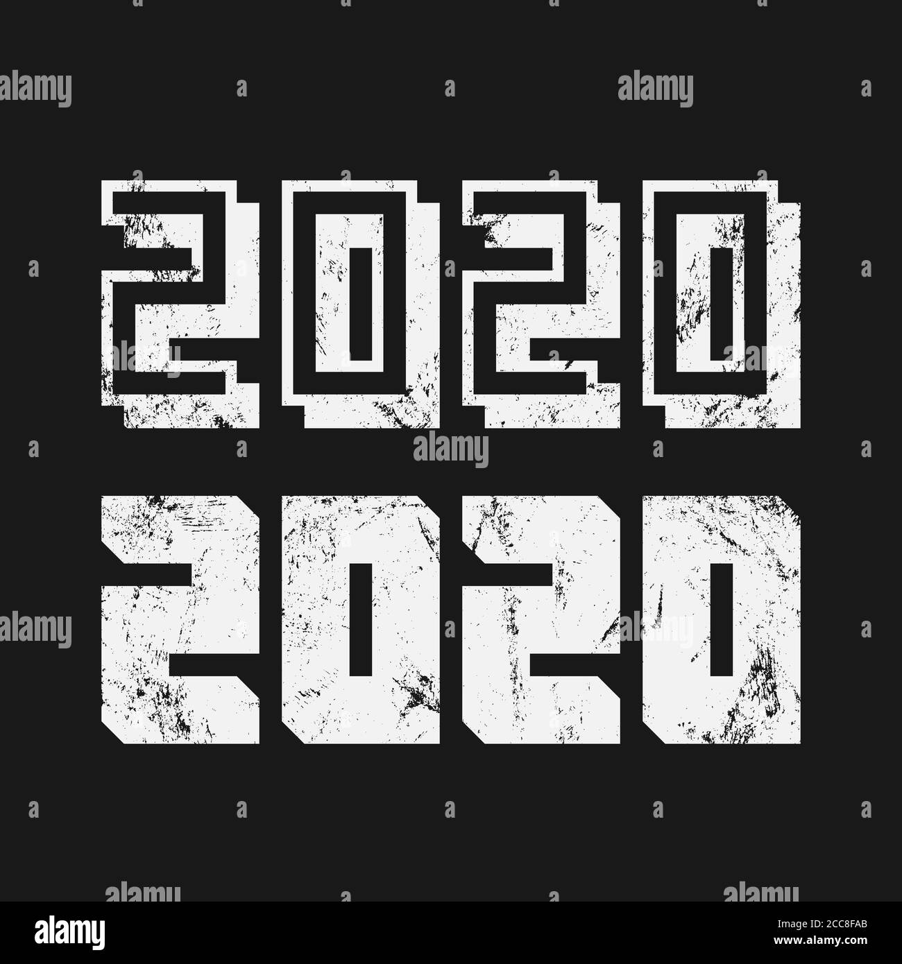 2020 design typography. Set of two textured monochrome logos Stock ...