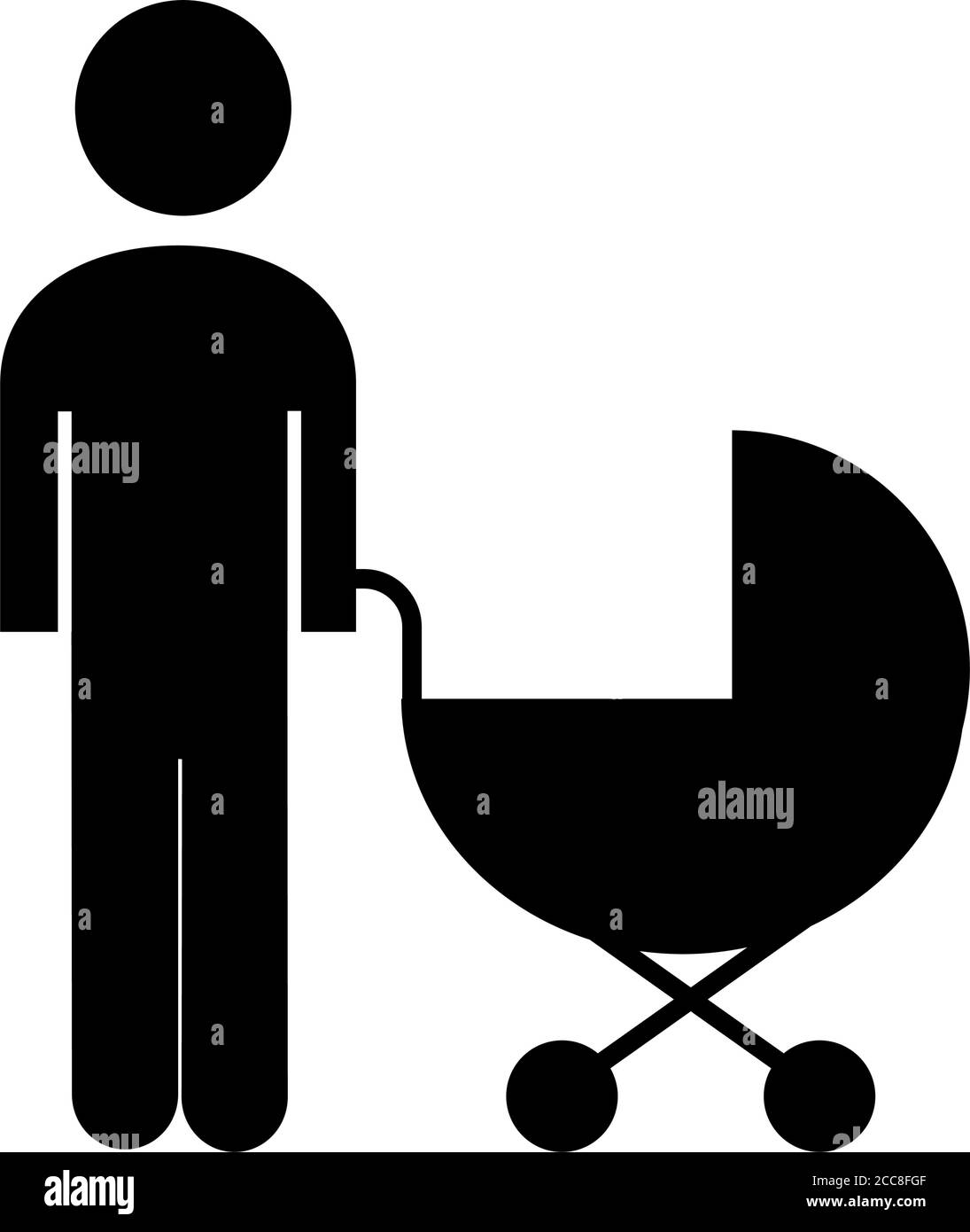 family father figure with baby cart silhouette style icon vector ...